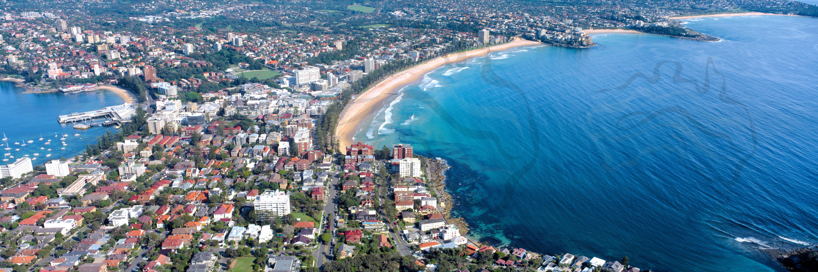 Manly Beach Panoramic Aerial Stock Photography - High Resolution ...