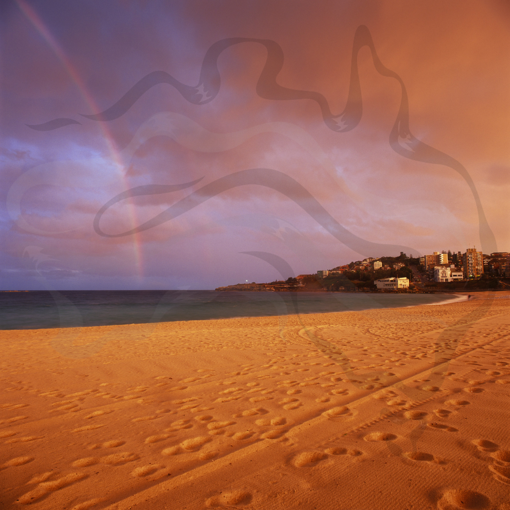 Coogee Beach Stormy Orange Sunset Stock Image - High Resolution ...