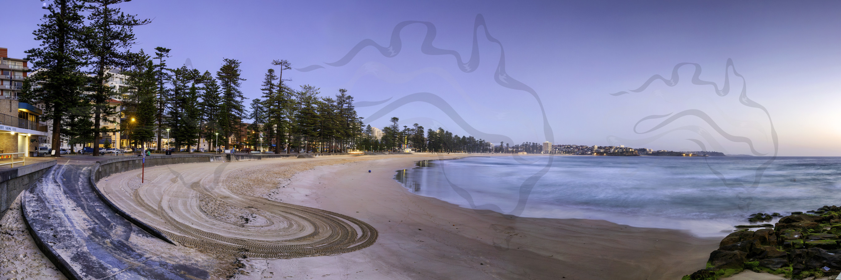 Manly Beach Pre Dawn Light Panoramic Stock Photography - High ...