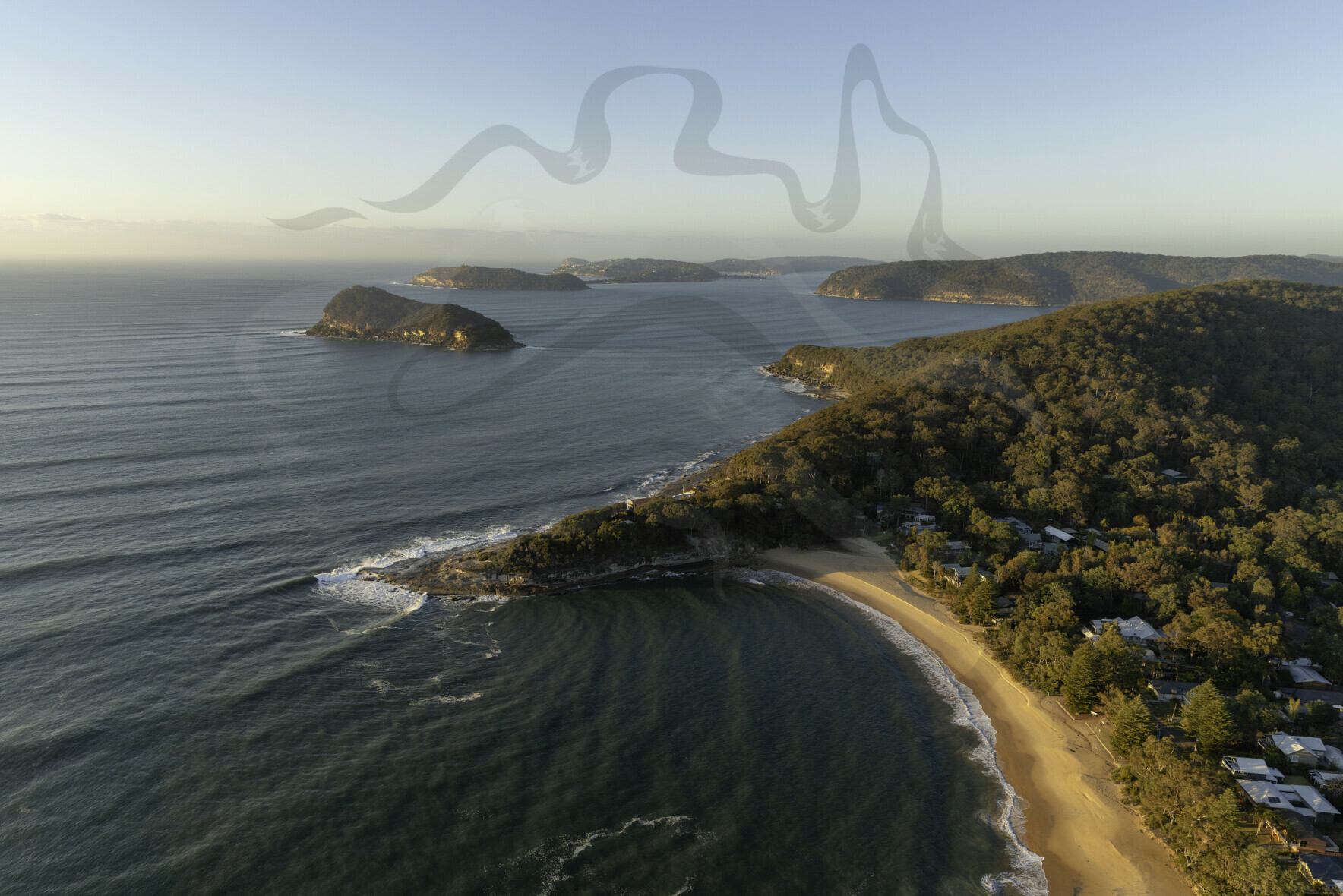 Pearl Beach Aerial Morning Light Stock Images - Central Coast NSW ...