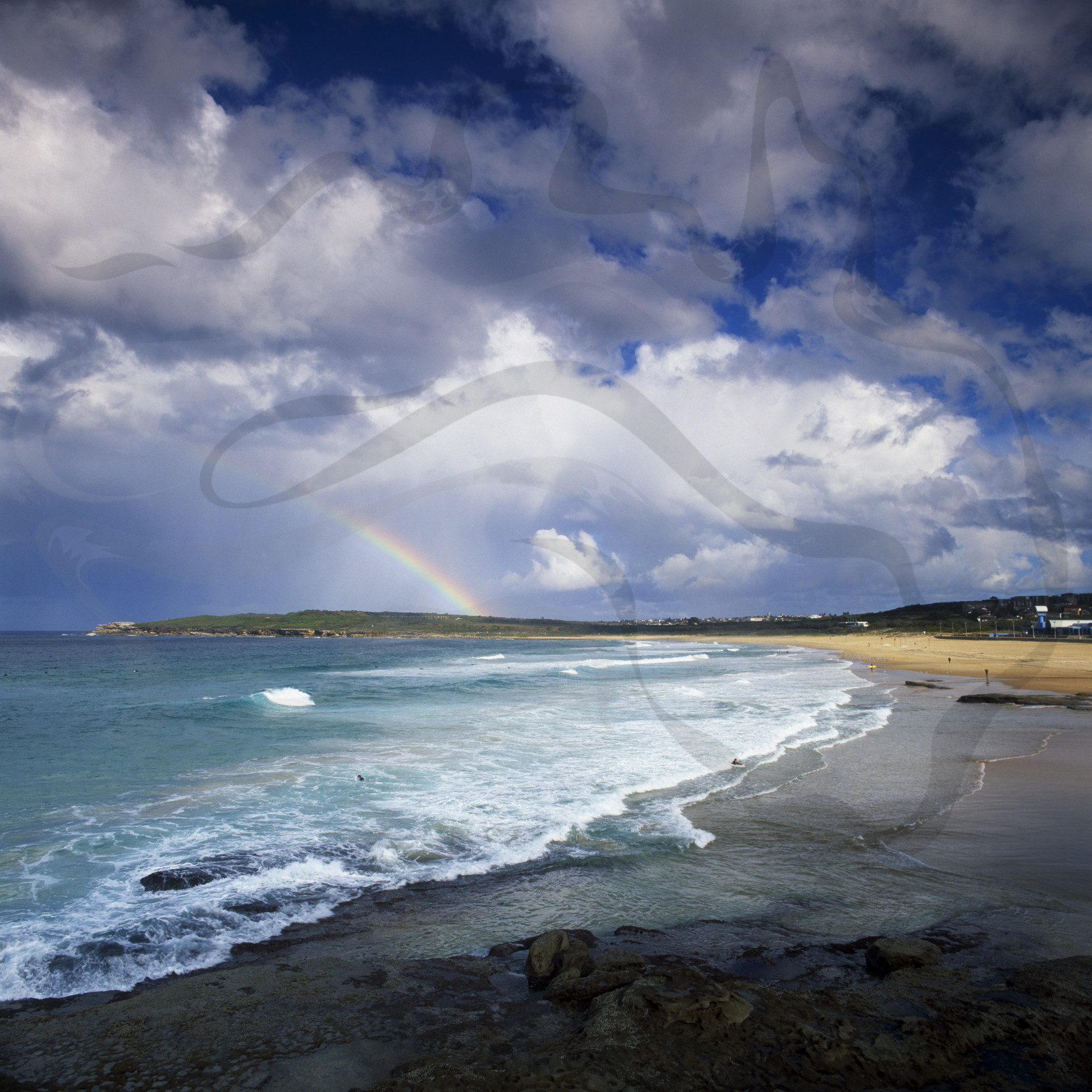 Maroubra Beach Square High Resolution Stock Photo with a Storm Rainbow ...