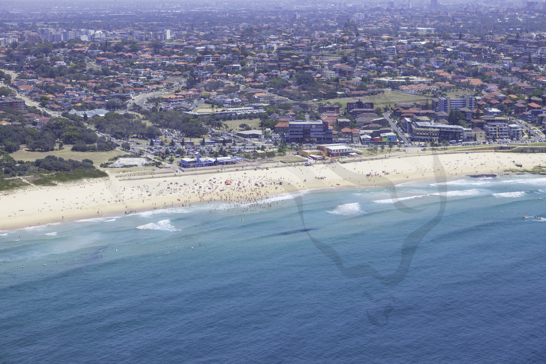 Maroubra Beach Aerial Stock Photos - Summer Packed Beach - High Resolution