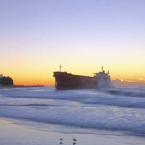 Sygna Shipwreck Stock Image - Sunrise - Stockton Beach - High Resolution