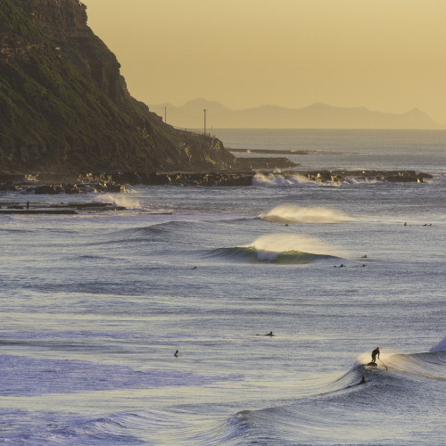 Bar Beach to Merewether Beach Panoramic Stock Photo - Pre Dawn - Newcastle NSW