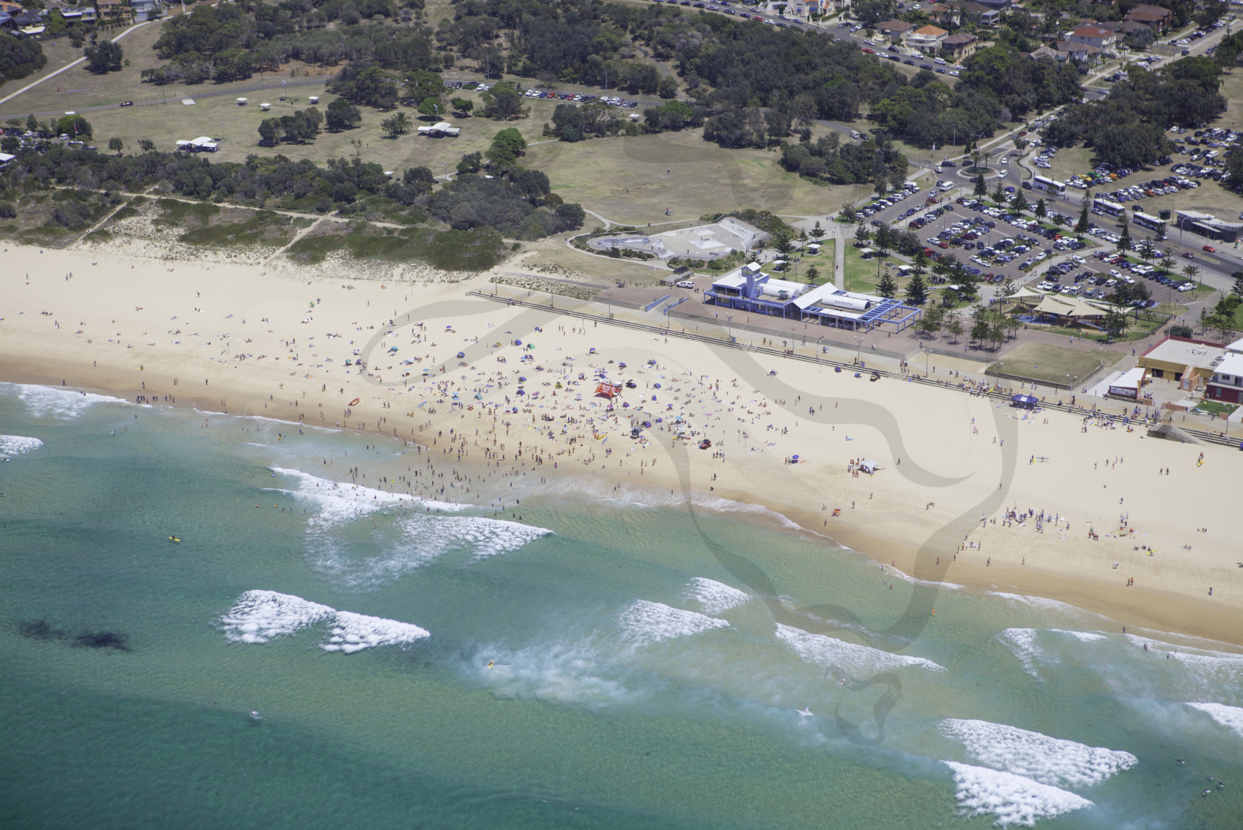 Maroubra Beach Aerial Stock Images - Summer Packed Beach - High Resolution