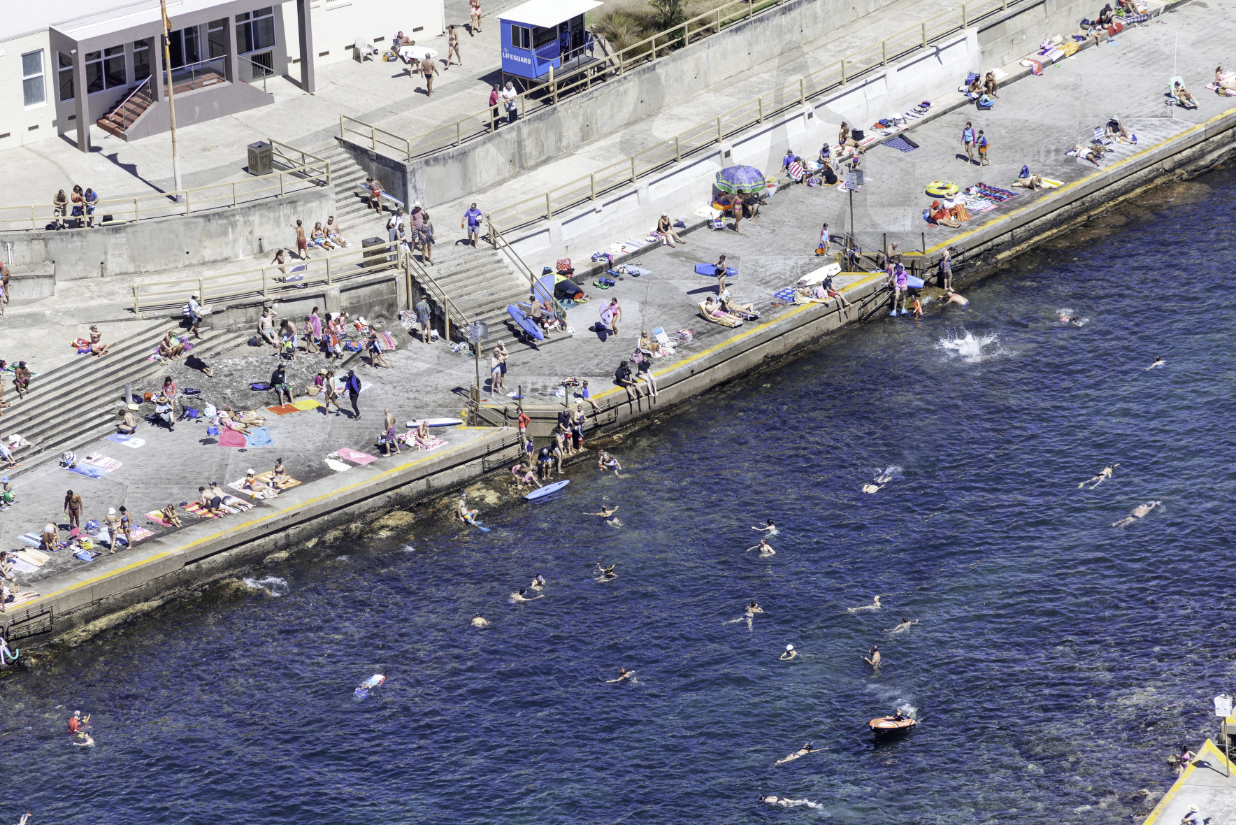 Clovelly Beach Aerial Stock Photos - Swimmers & Sunbakers - High Resolution