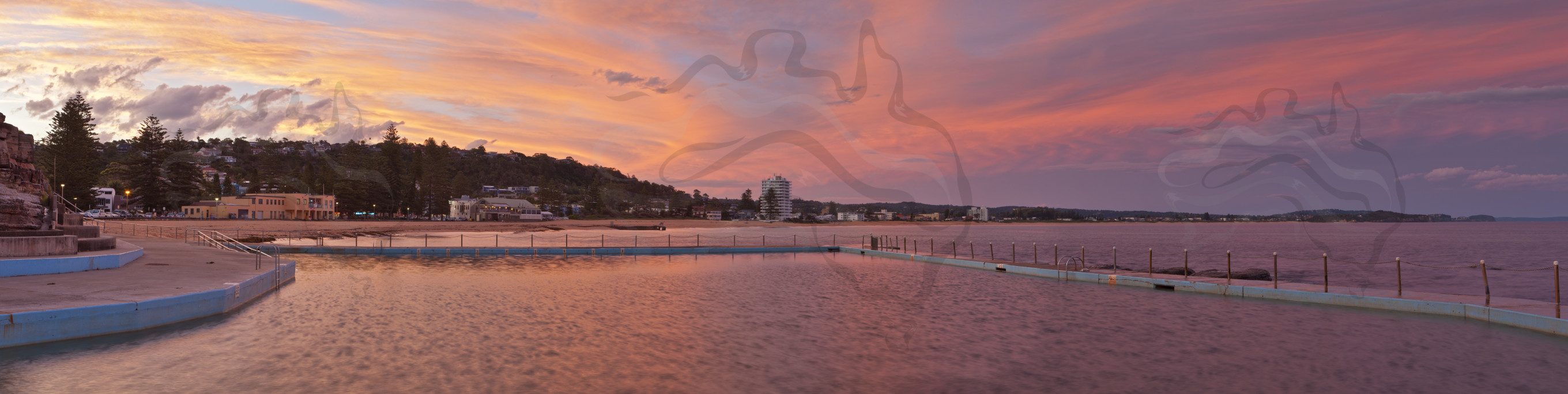 Collaroy Beach Wide Angle Panoramic Sunset Stock Images - High ...