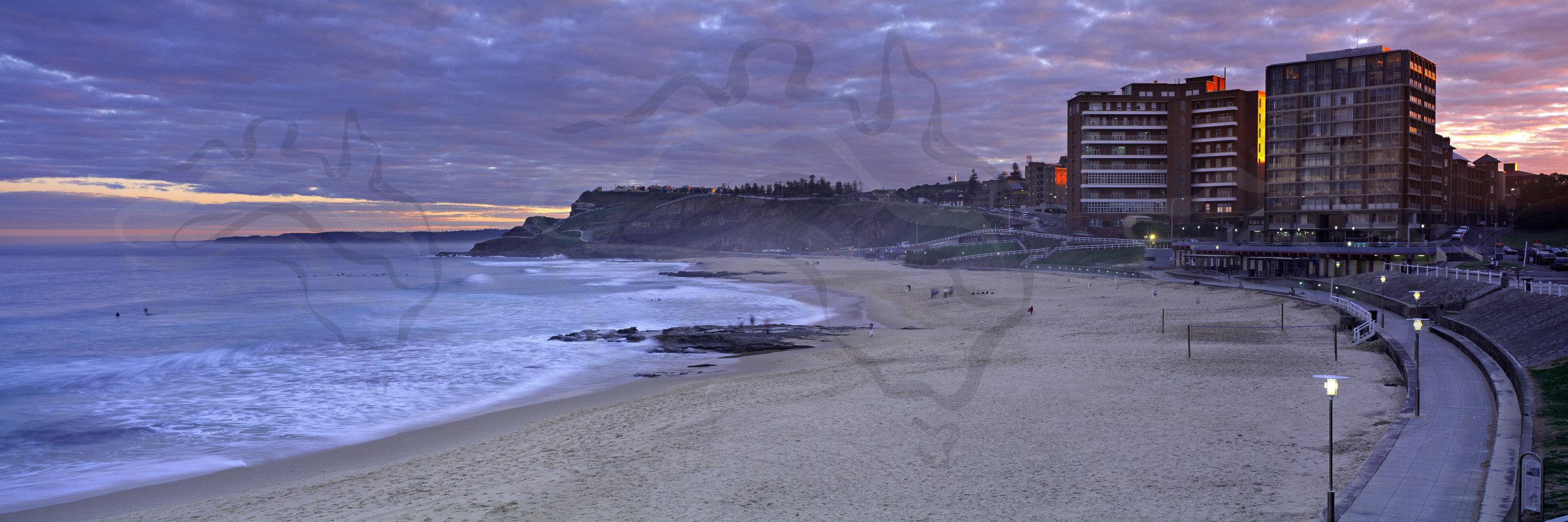 Newcastle Beach Sunset Panoramic Stock Image - High Resolution Photos ...