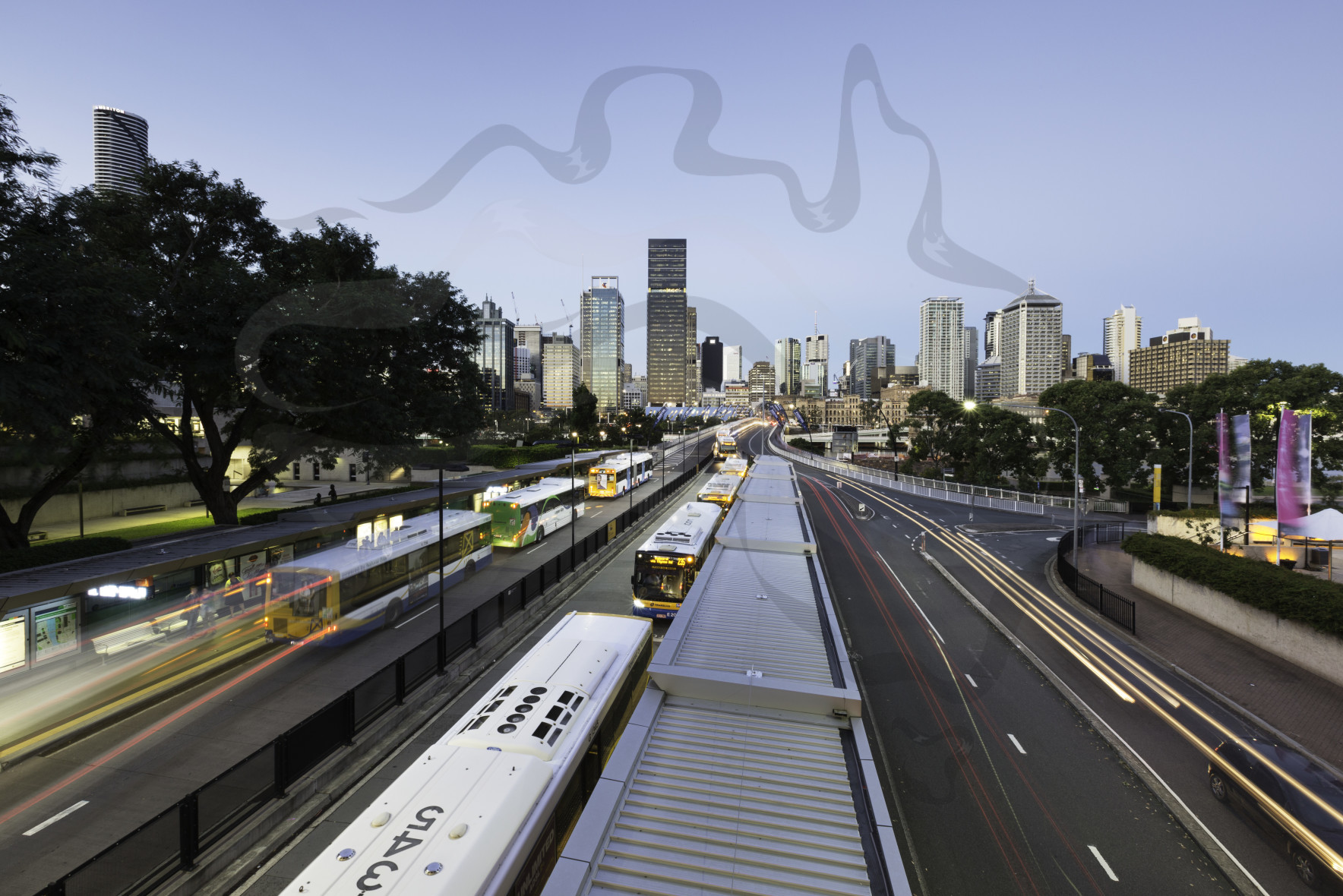 Brisbane City Bus Terminal Sunset Stock Photography - High Resolution ...