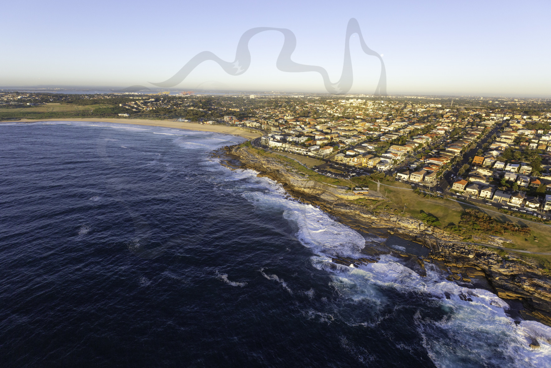 Maroubra Beach and Suburb Aerial Stock Photography Sunrise - File Download